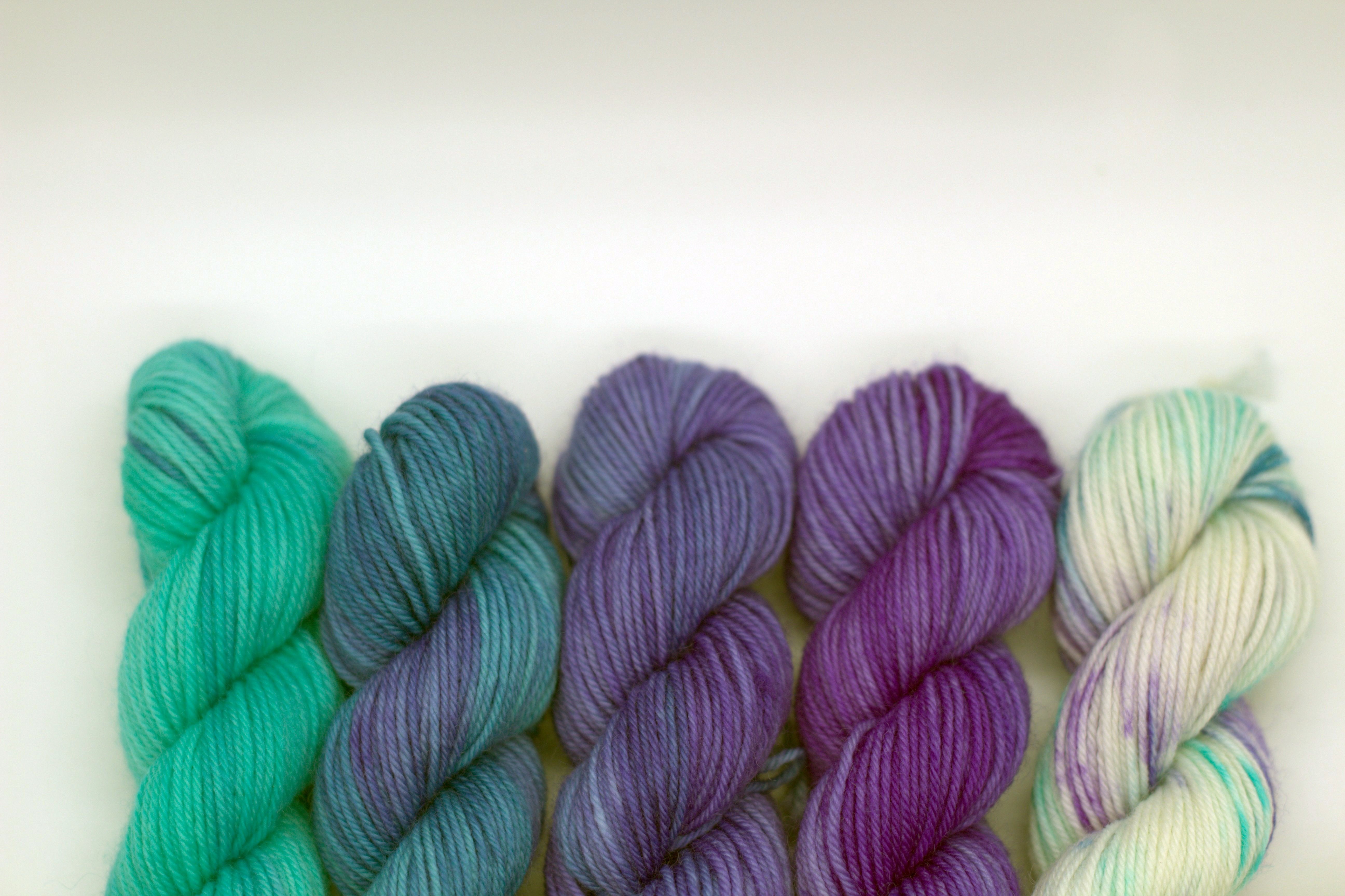 Aqua to Purple Gradient, Fingering Weight Yarn – Pleasant Valley Fibers